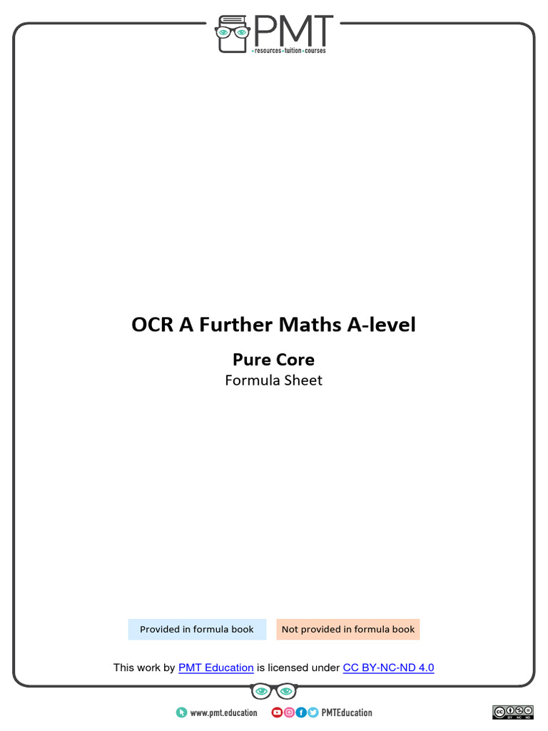 Pure Core A-Level Formula Sheet | Download Free PDF | Matrix ...