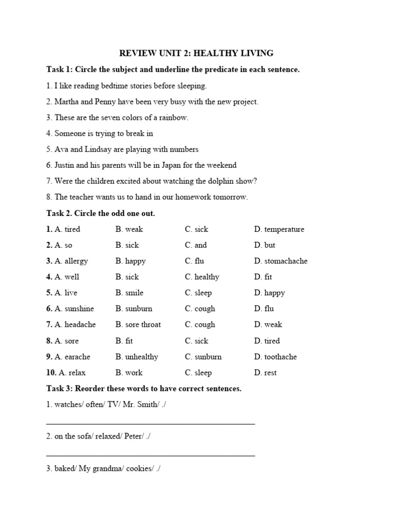 Review Unit 2 | PDF | Lunch | Dieting