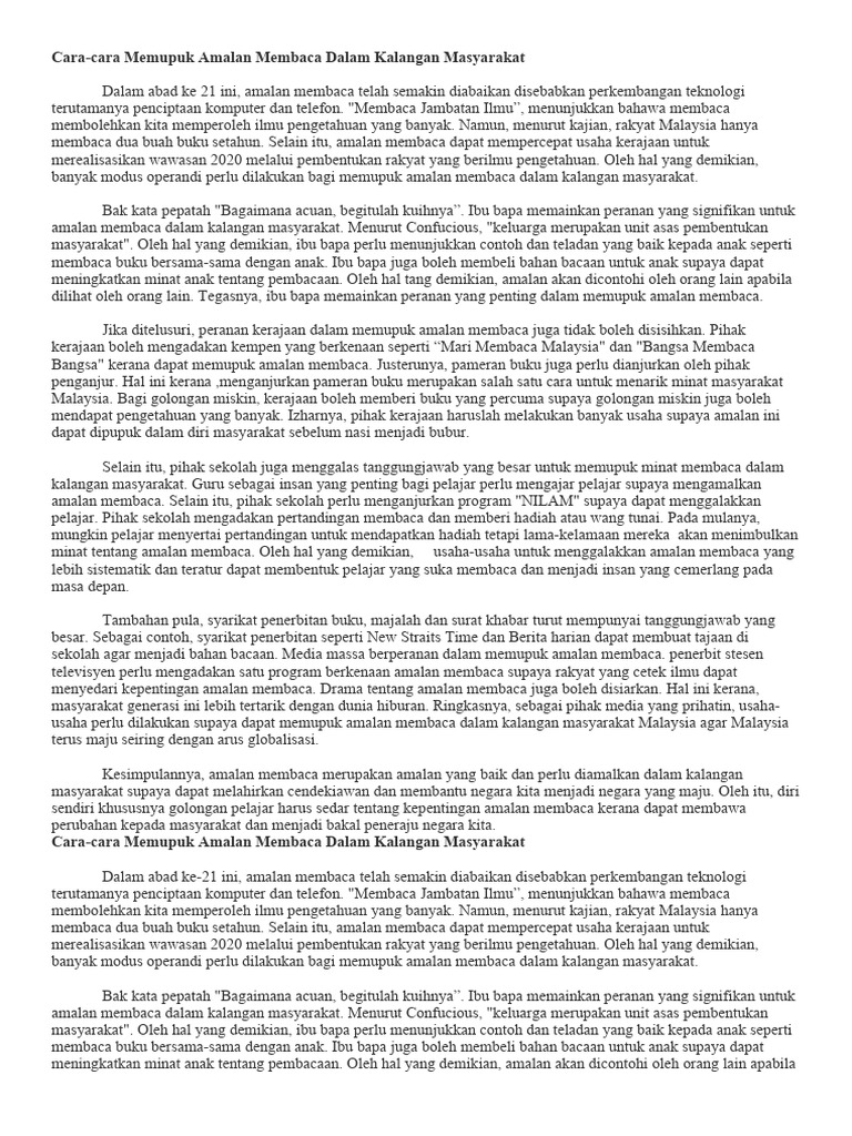 Cara Cara Memupuk Amalan Membaca Dalam Kalangan Masyarakat Pdf