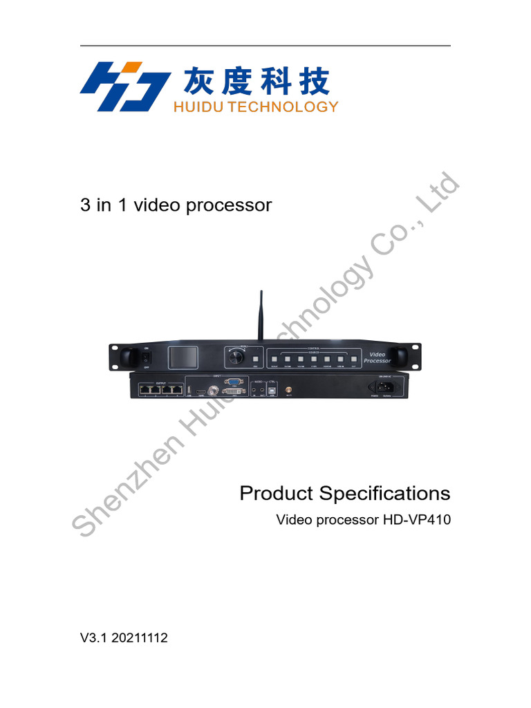 HD-VP410 Spec. V3.1 and User Manual | PDF | Hdmi | Display Resolution