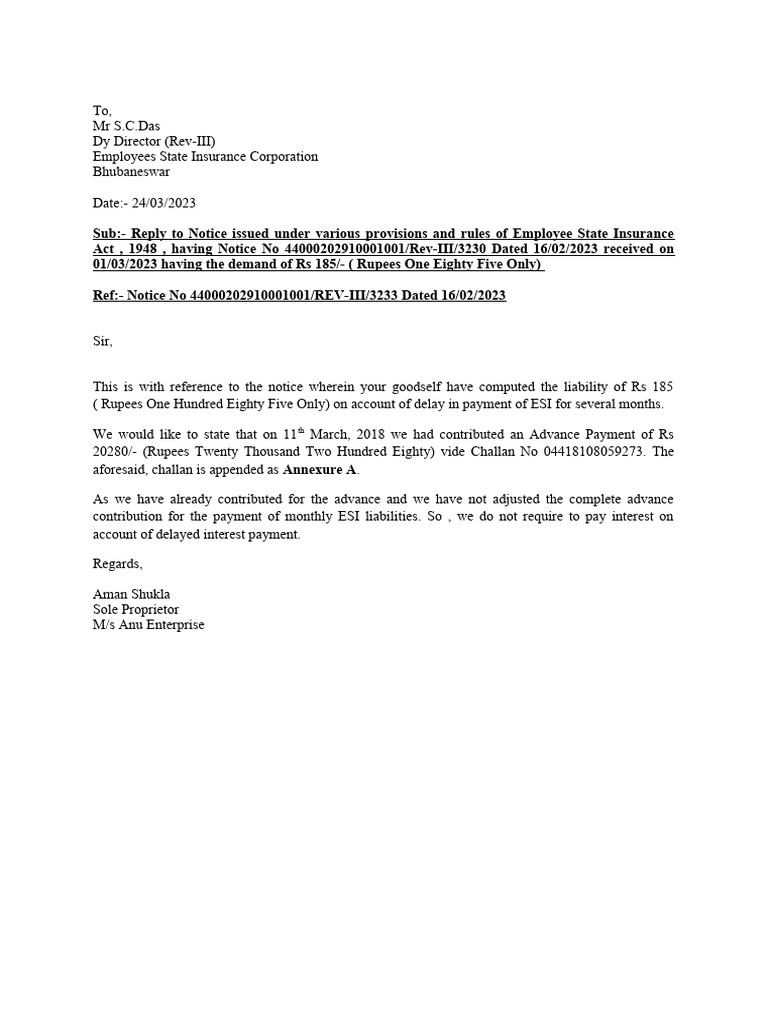 ESI Interest Reply | PDF