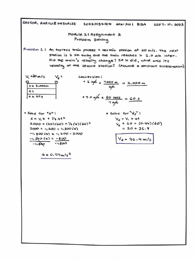 APH 2101 - Module 2 Assignment No. 2 - Problem Solving | PDF
