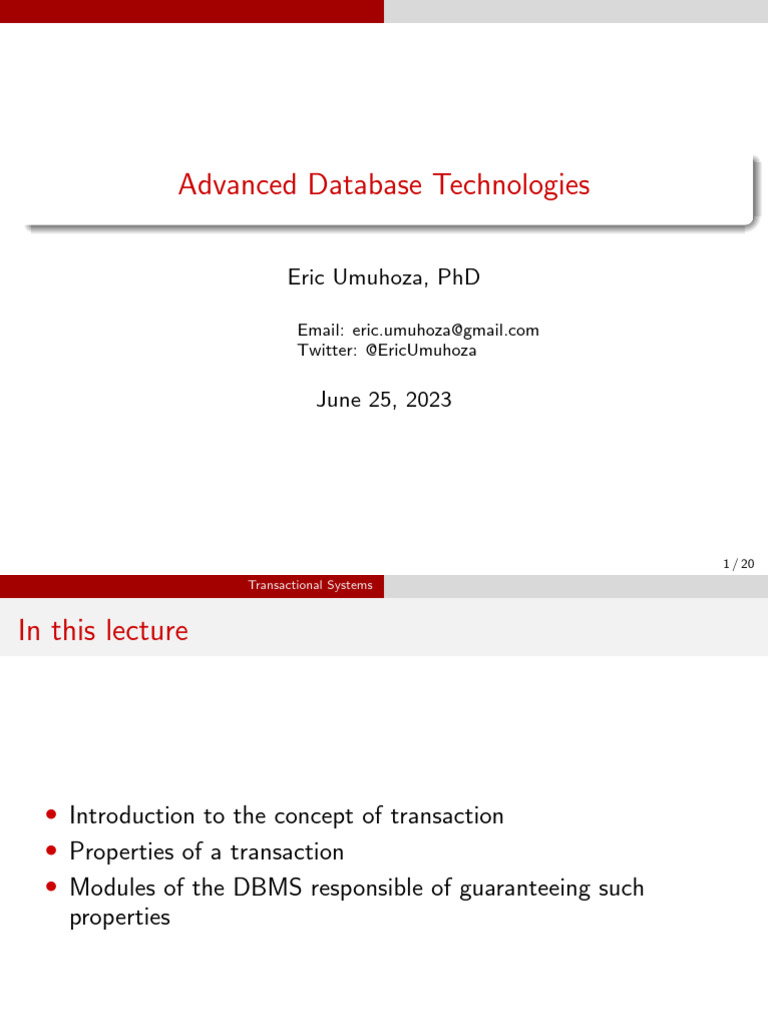 Lesson03-Transactional Systems | PDF | Database Transaction | Databases