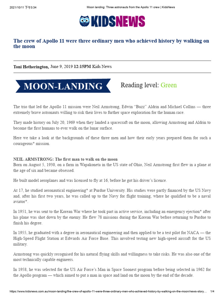 Apollo 11: The Three Moon Astronauts | PDF | Apollo 11 | Neil Armstrong