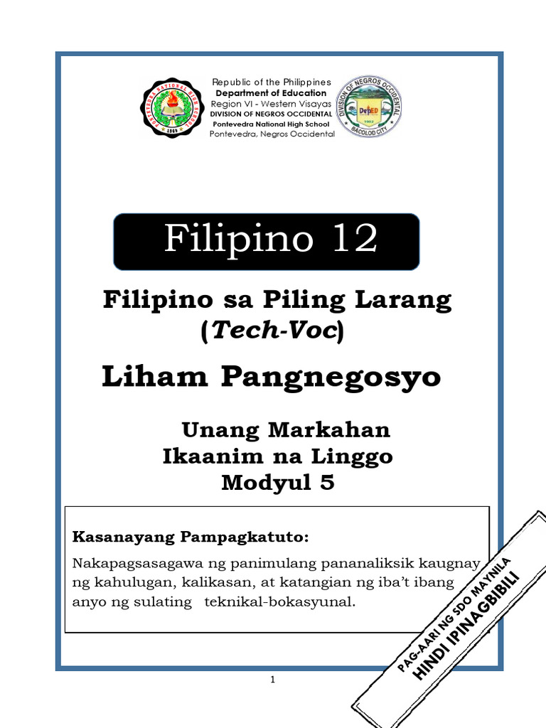 Filipino-12 q1 Mod5 Tech-Voc | PDF