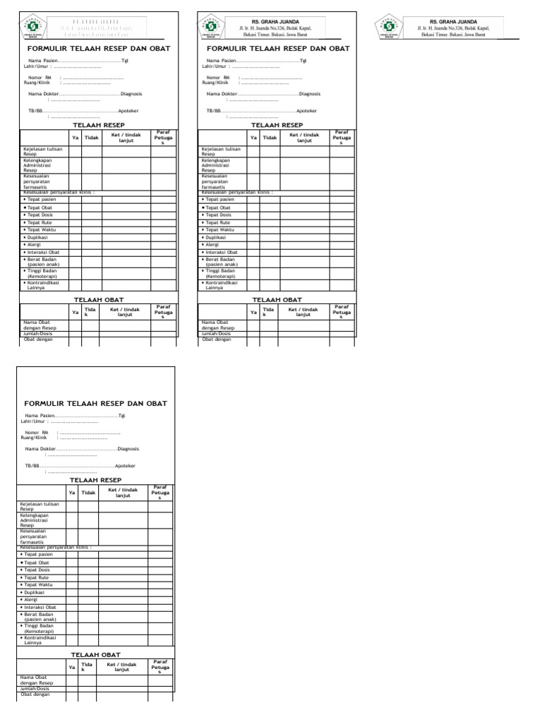 Form Telaah Resep | PDF
