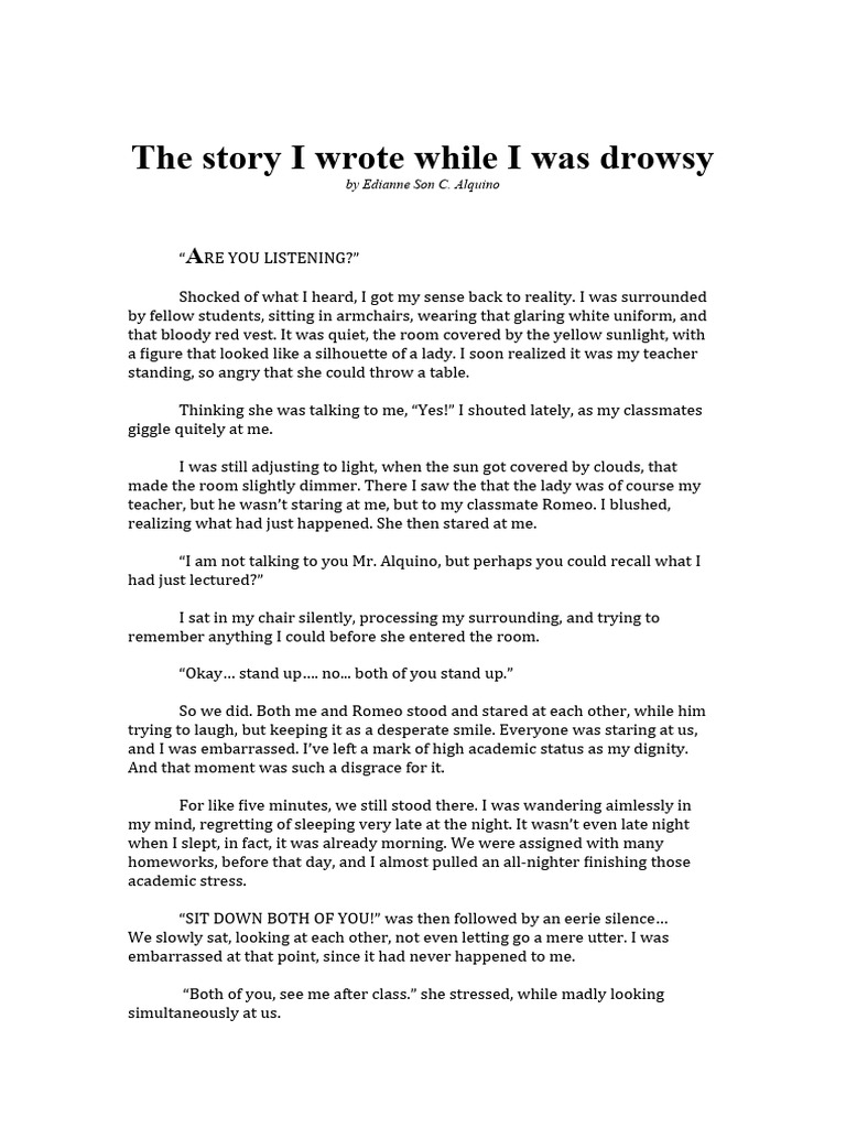 The Story I Wrote While I Was Drowsy | PDF