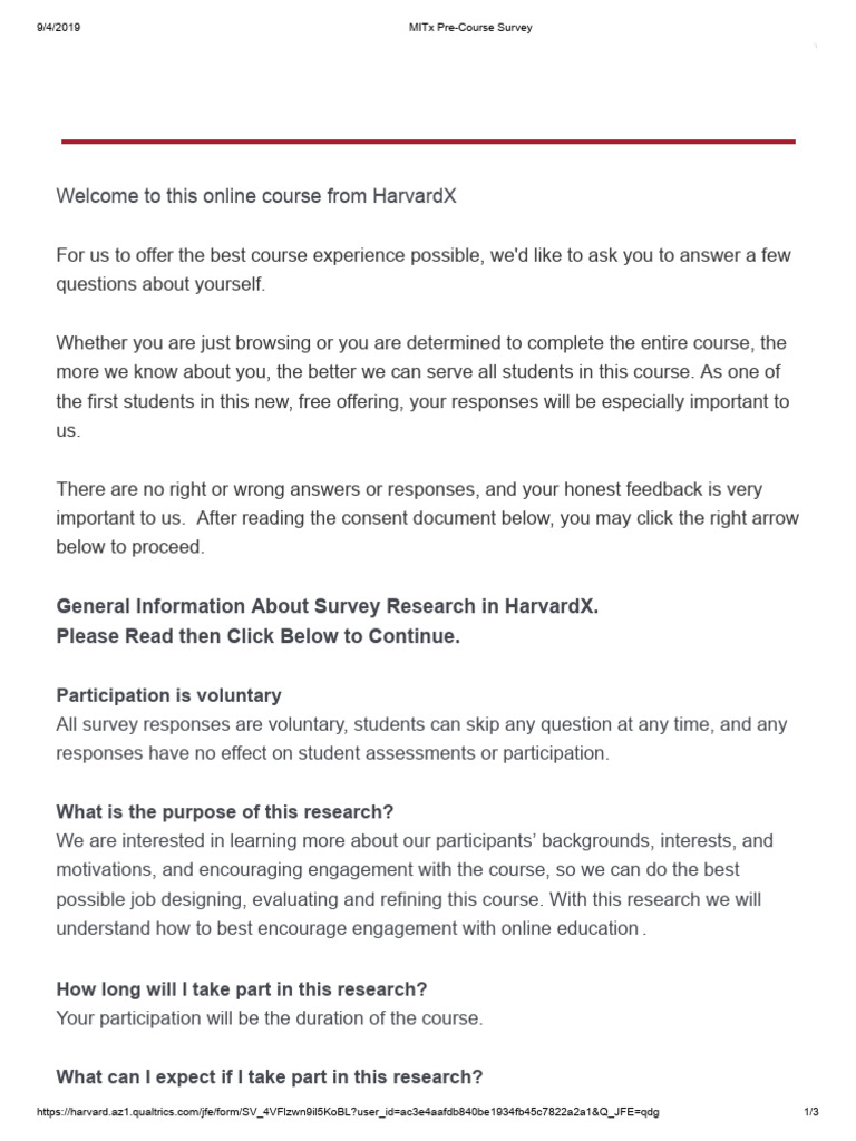 MITx Pre-Course Survey | PDF | Career & Growth | Self-Improvement