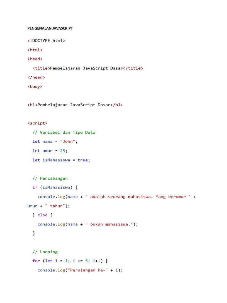 Pengenalan Javascript | PDF