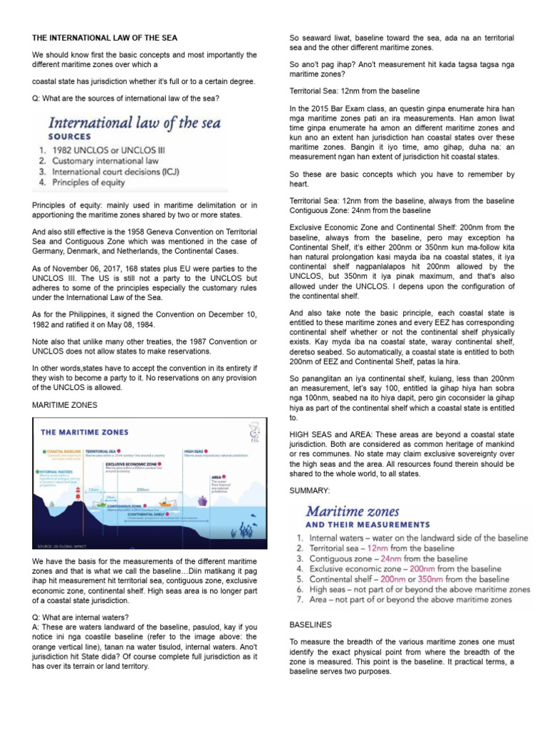 The International Law of The Sea | PDF | Territorial Waters | Exclusive ...