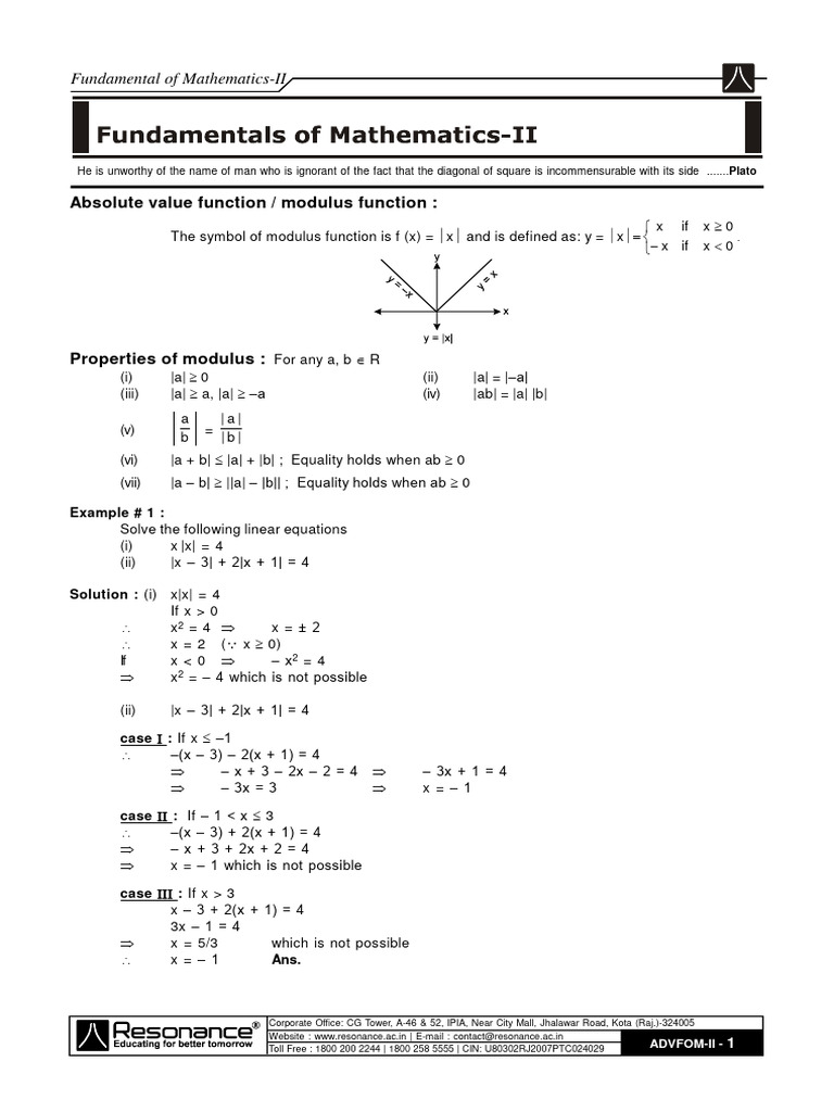 Fundamental of Mathematics II | PDF | Function (Mathematics) | Abstract ...
