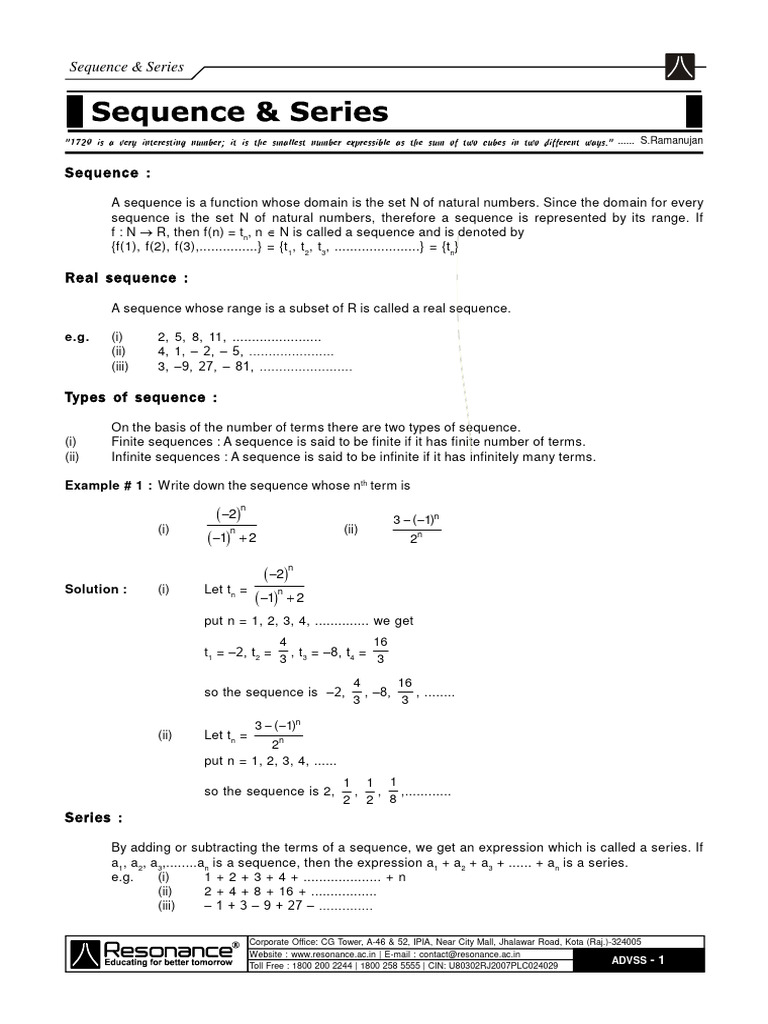 Sequence Series | PDF