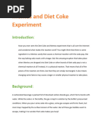 Diet Coke and Mentos Reaction Study | PDF | Experiment | Physical Sciences