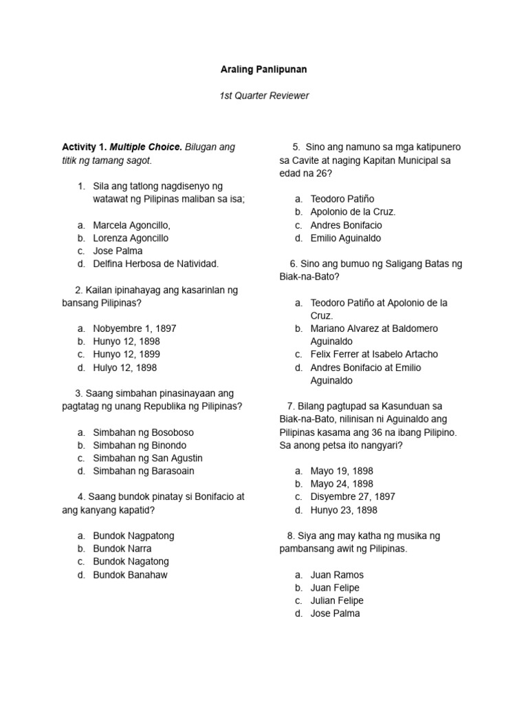 Ap 1st Quarter Reviewer Pdf