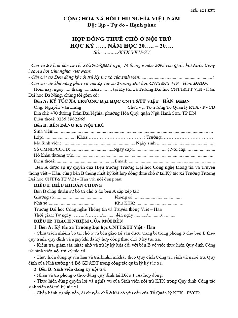 Mau 02A - Hop Dong Noi Tru | PDF
