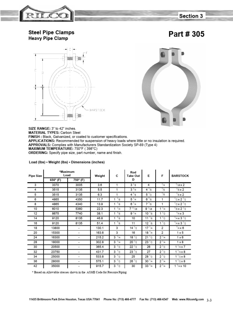 Part 305 Heavy Pipe Clamp | PDF | Pipe (Fluid Conveyance) | Industrial ...