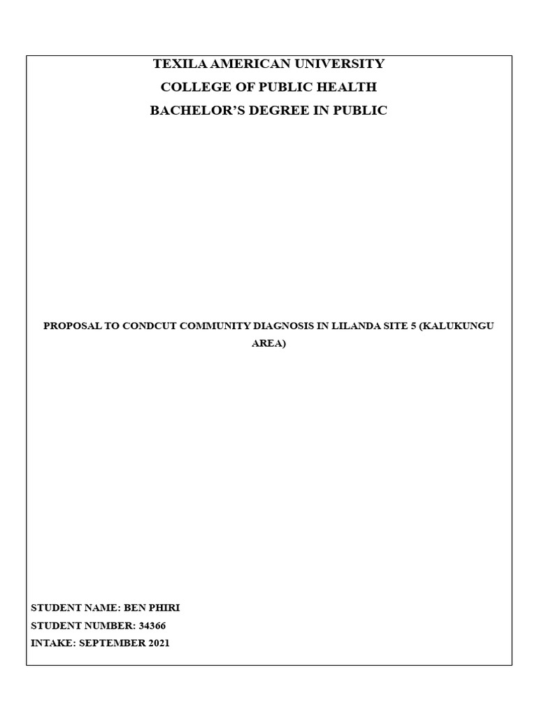 Community Diagnosis Proposal for Lilanda | PDF | Qualitative Research ...