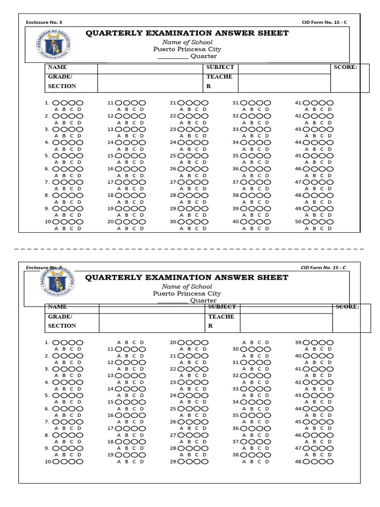 Answer Sheets 35 - 40 - 50 Items | PDF | Tests