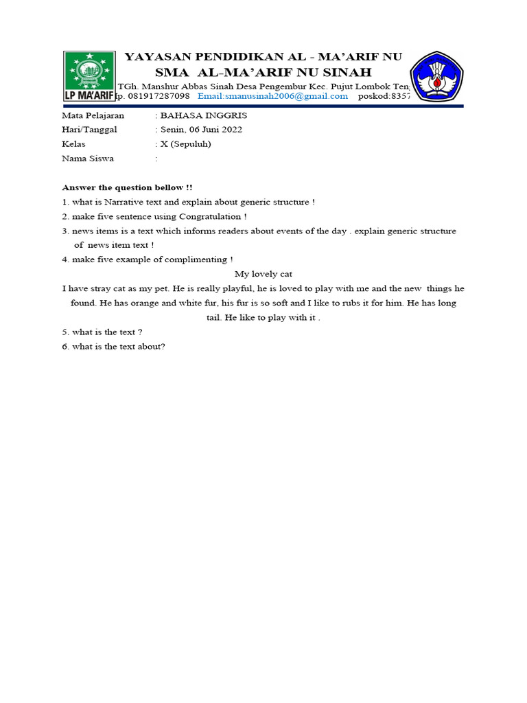 Soal Bahasa Inggris Pdf