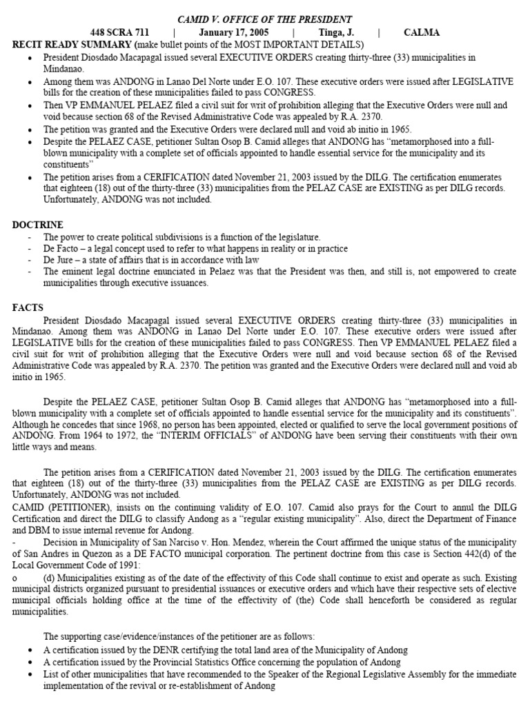 Camid v. Office of The President (2005) | PDF | Nullification (U.S ...