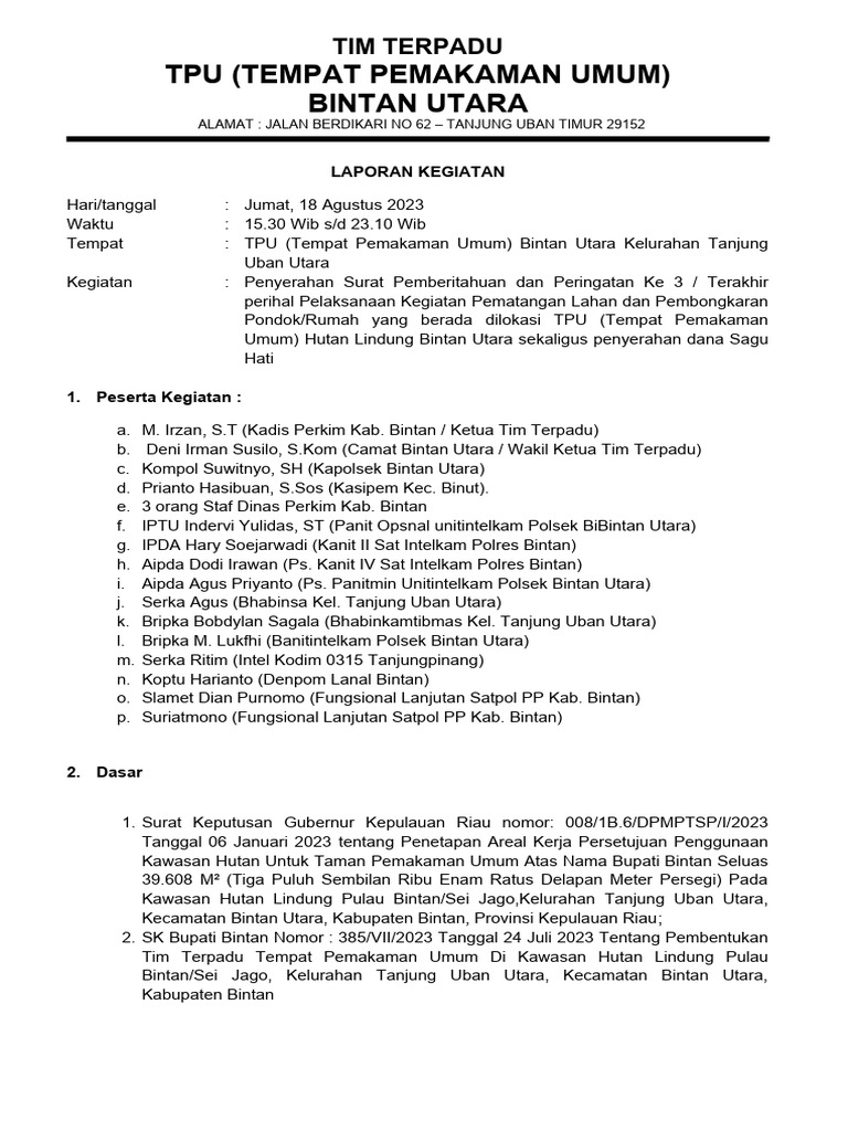 Lap Giat Penyerahan Sagu Hati 18082023 | PDF