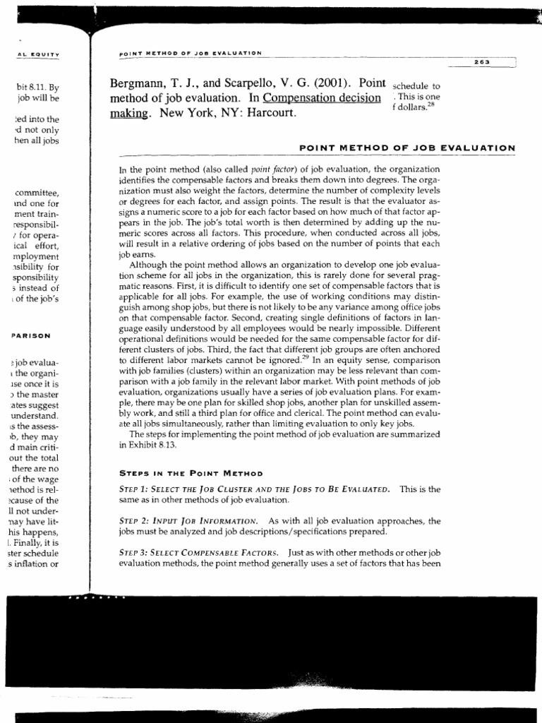 Point Method of Job Evaluation Explained | PDF