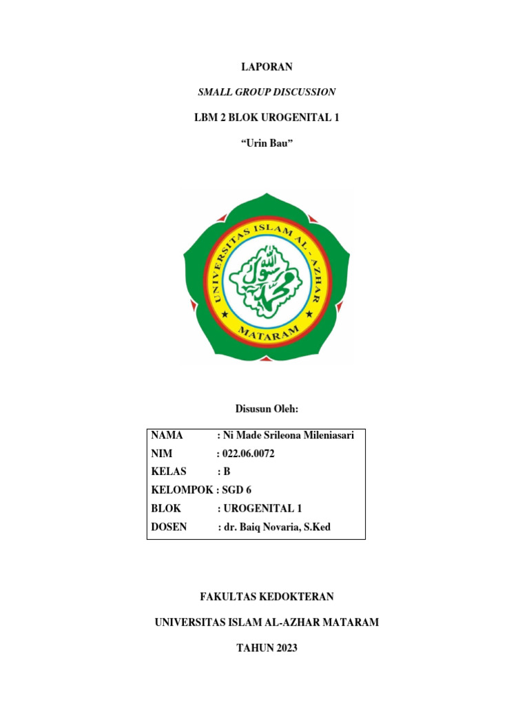 Laporan SGD LBM 2 - Blok Urogenital 1 - Ni Made Srileona Mileniasari - 022.06.0072 | PDF