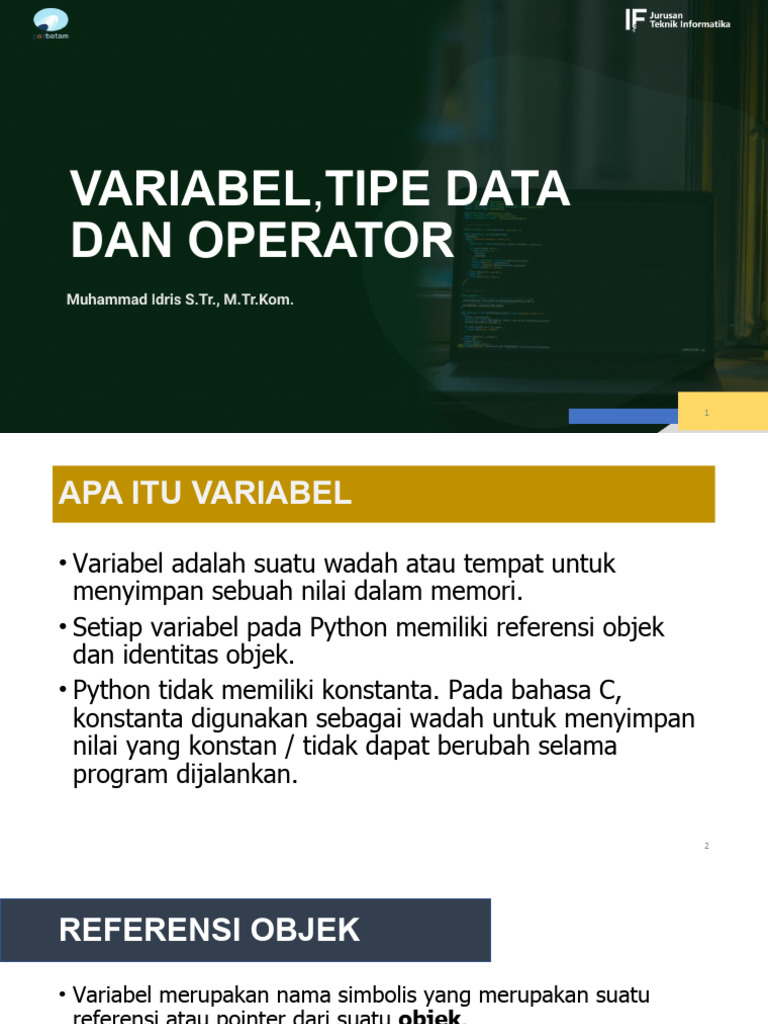 T04 - Variabel Tipe Data Dan Operator | PDF