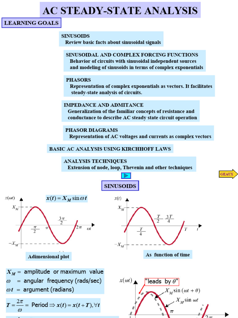 AC Steady-State Circuit Analysis | PDF | Electrical Impedance ...