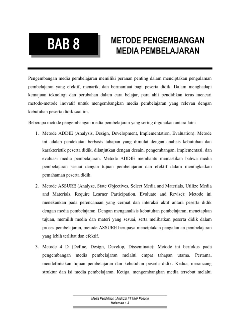 Bab 8 Metode Pengembangan Media Pendidikan | PDF | Karier & Perkembangan