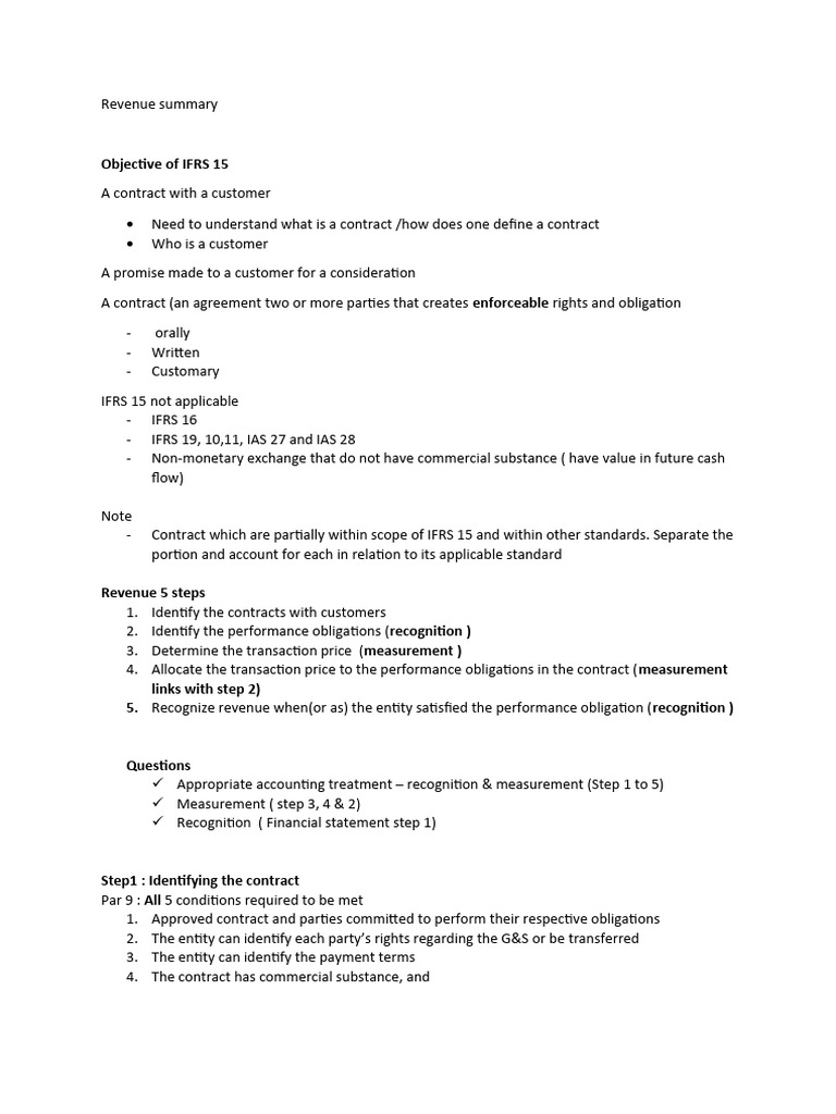 Revenue Summary | PDF | International Financial Reporting Standards ...