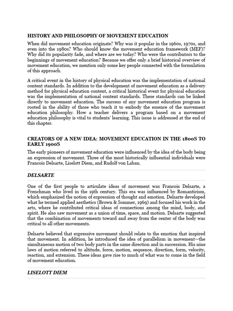 History of Movement Education | PDF | Curriculum | Physical Education