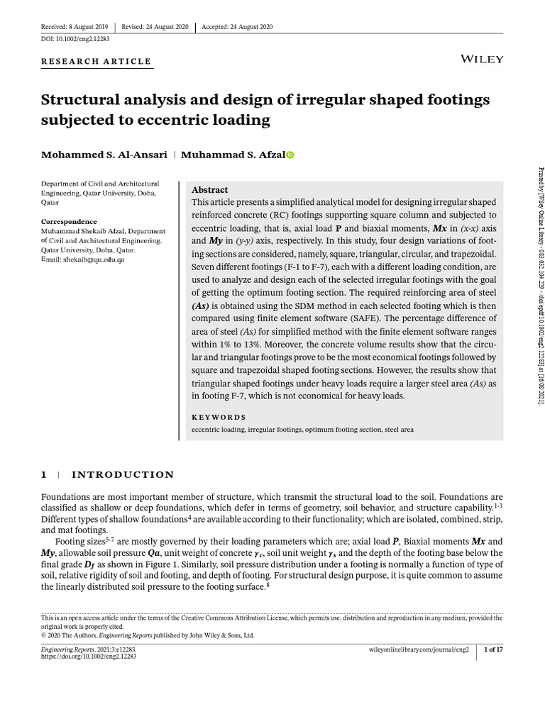 Structural Analysis and Design of Irregular Shaped Footings Subjected ...