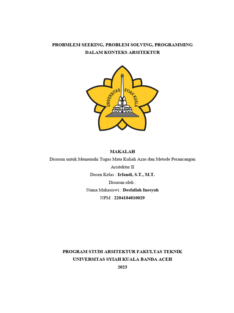 Problem Seeking dalam Arsitektur | PDF