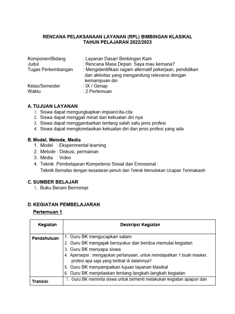 RPL Layanan Karier | PDF | Karier & Perkembangan