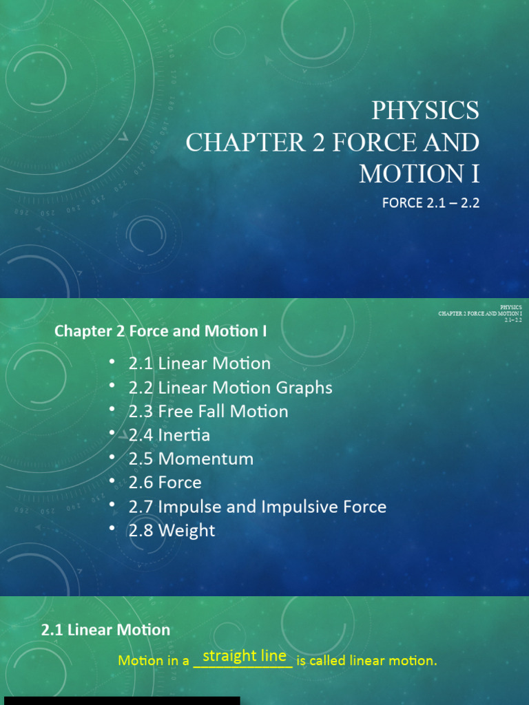 Physics Force Motion I 2.1-2.2 (S) | PDF | Velocity | Force