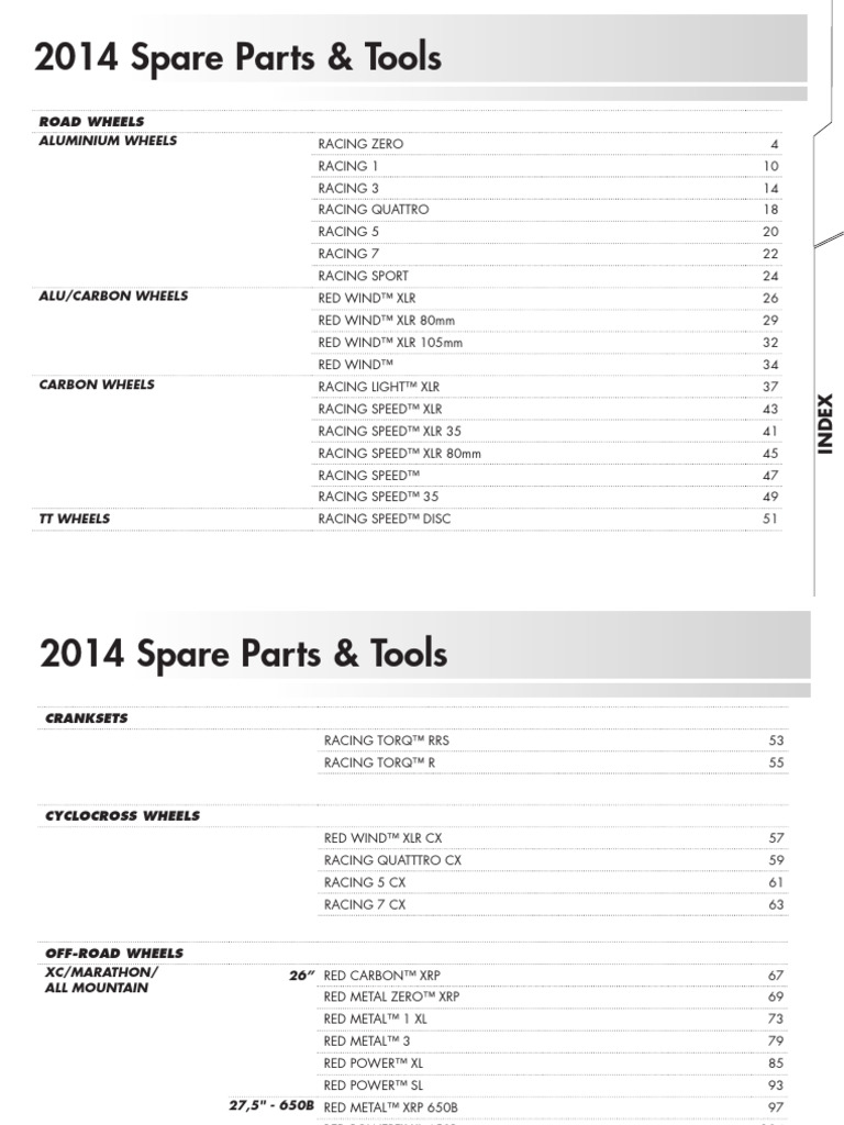 Catalogo Ricambi Road 2014 Fulcrum | PDF | Mountain Biking | Car