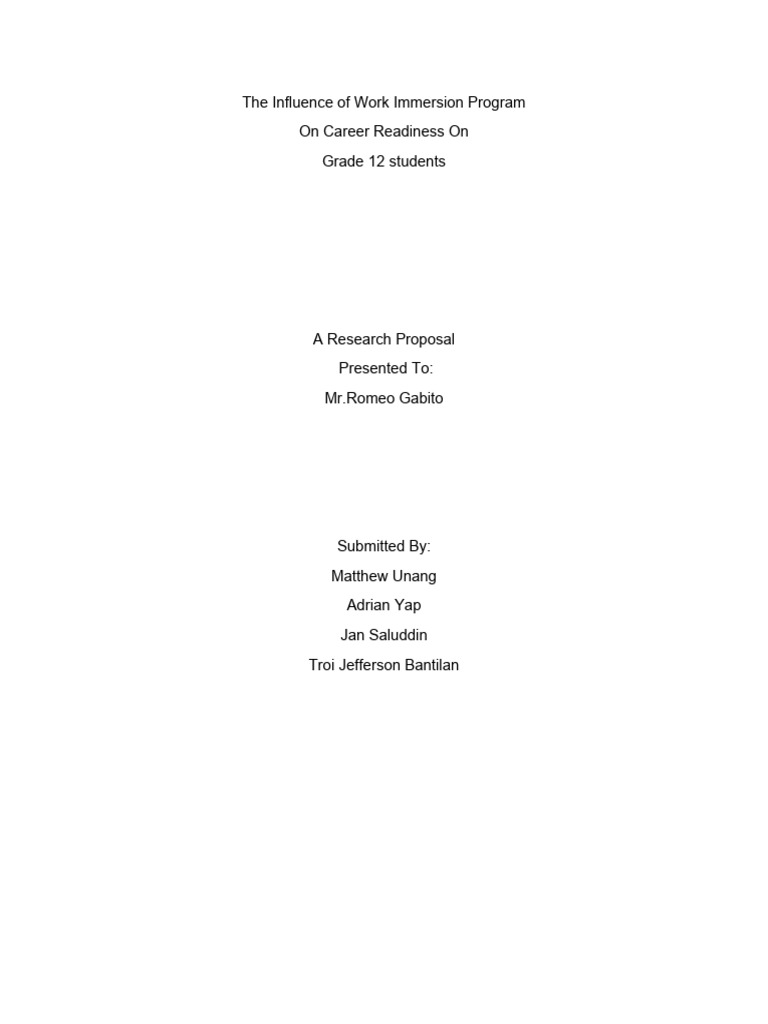 The Influence of Work Immersion Program | PDF