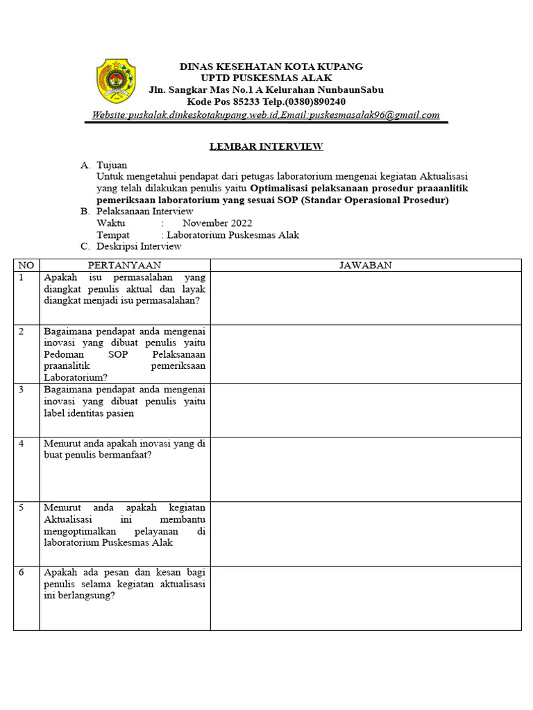 Lembar Interview | PDF