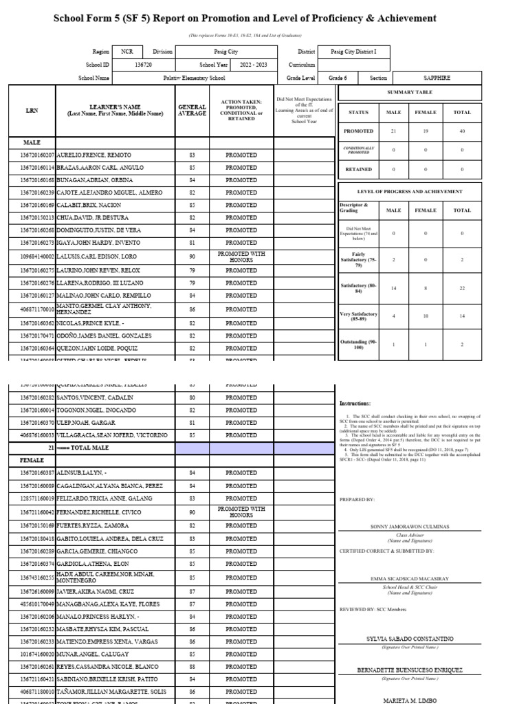 SF5 - 2022 - Grade 6 - SAPPHIRE | PDF
