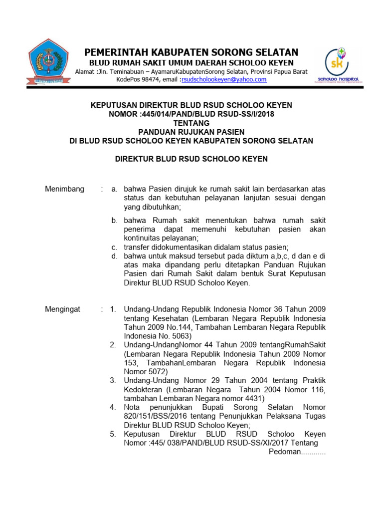 Panduan Rujukan Pasien RSUD Scholoo Keyen | PDF