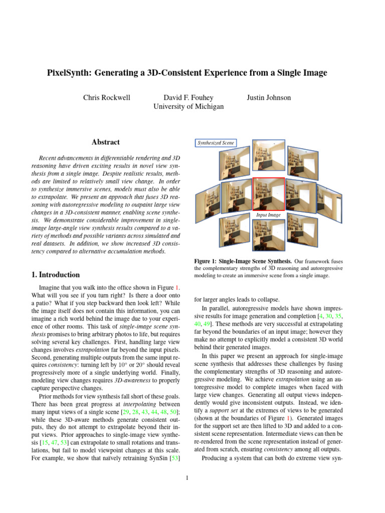 Pixelsynth: Generating A 3D-Consistent Experience From A Single Image | PDF | Applied Mathematics