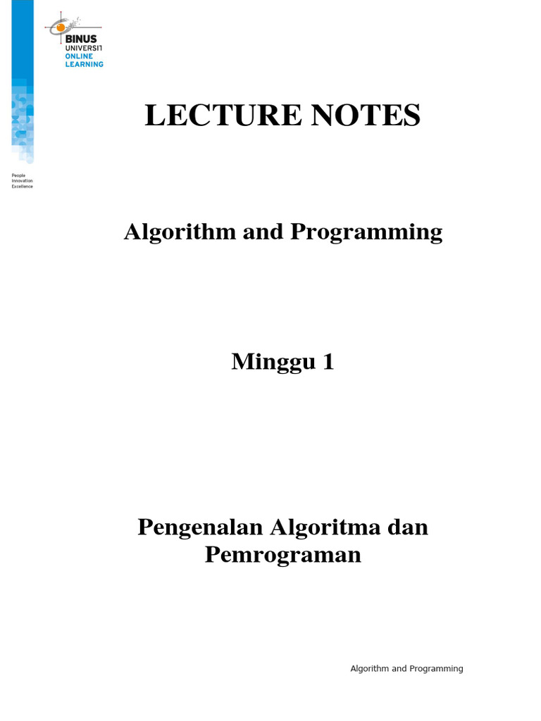 LN01-Introduction To Algorithm and Programming | PDF LN01-Introduction To Algorithm and Programming | PDF