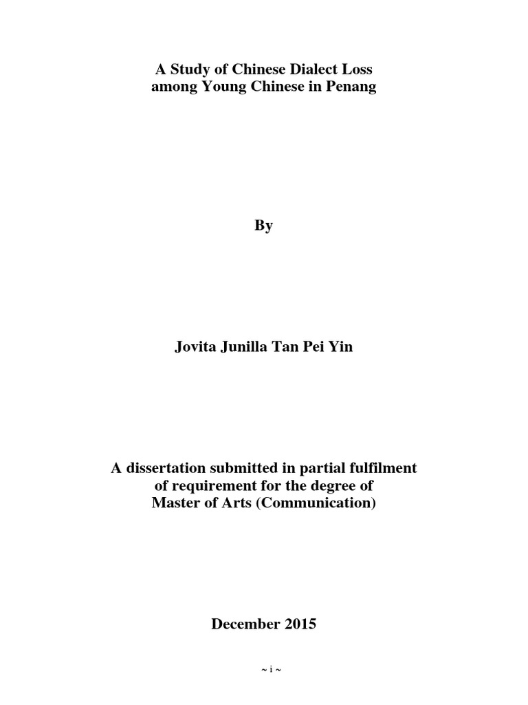 A Study of Chinese Dialect Loss Among Yo | PDF | Malaysia | Standard ...