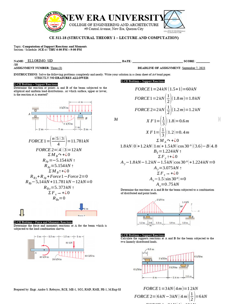 Assignment 3 Structural Theory 1 Sid Download Free Pdf Beam Structure Force