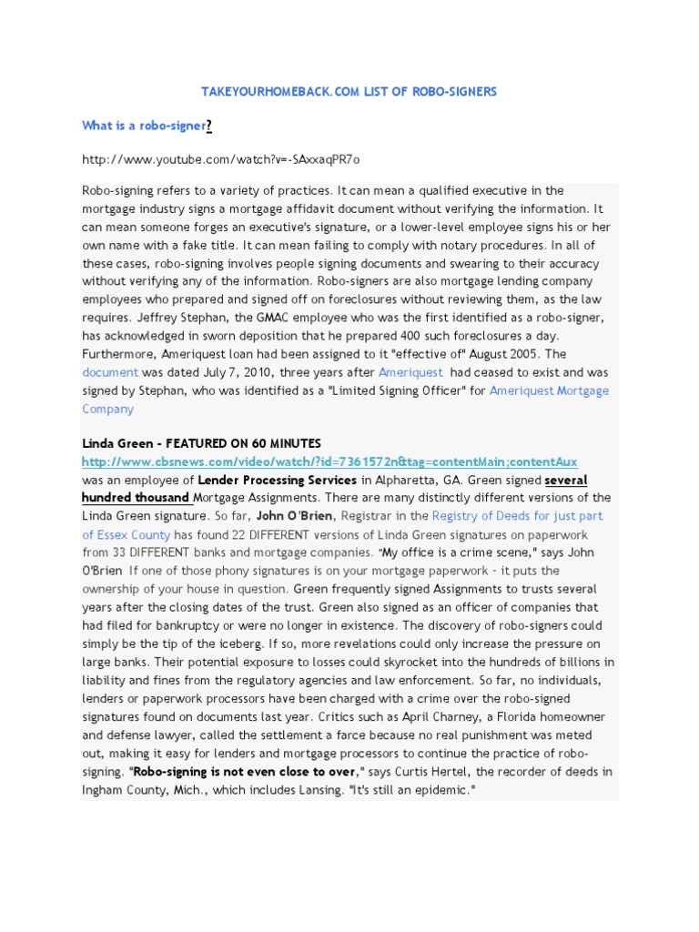 Robo Signer 7.1 | PDF | Foreclosure | Contract Law