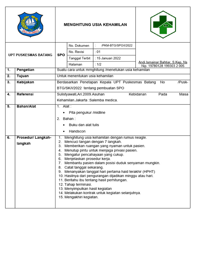 SPO Menghitung Usia Kehamilan | PDF