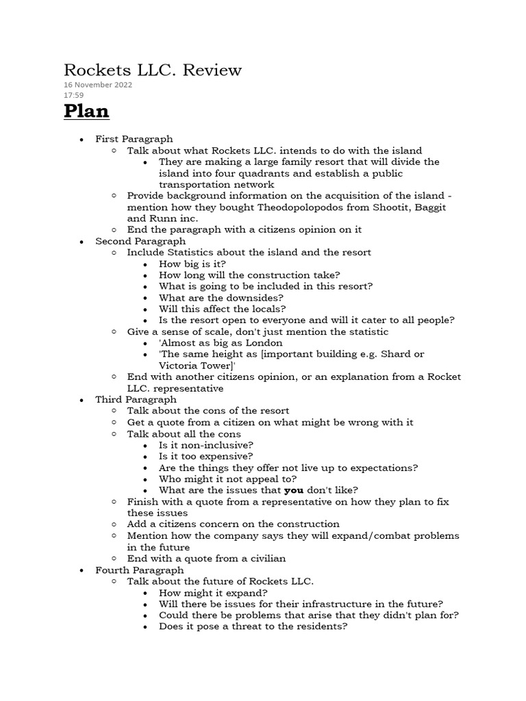 Rockets LLC. Review | PDF