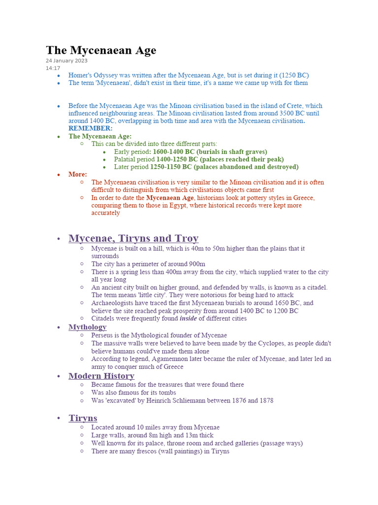 The Mycenaean Age | PDF | Mycenaean Greece | Mycenae