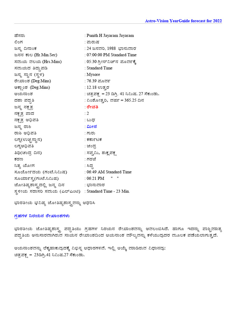 AstroVision Avatar Printout | PDF